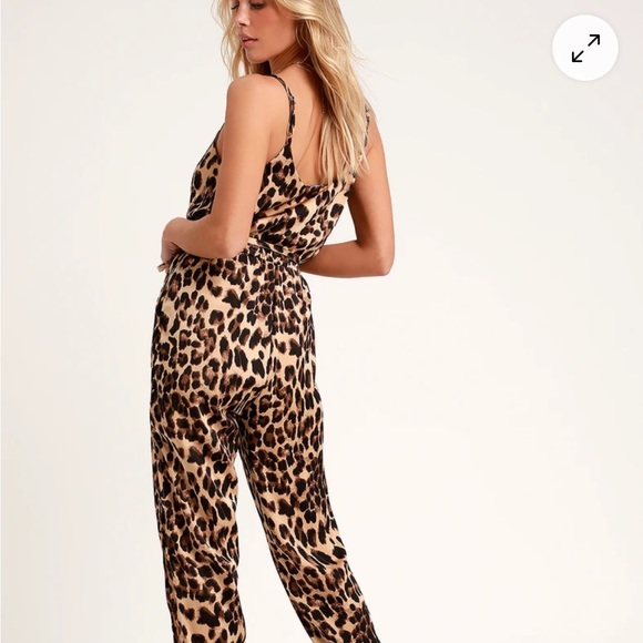 Lulus | Pants & Jumpsuits | Lulus Brown Leopard Print Jumpsuit | Poshmark